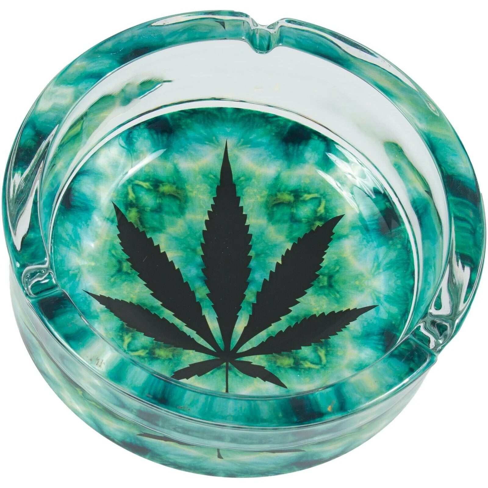 FUJIMA Round Shine Glass Ashtray-Trippy Leaf 6ct Display Box 420 #GA60 ...