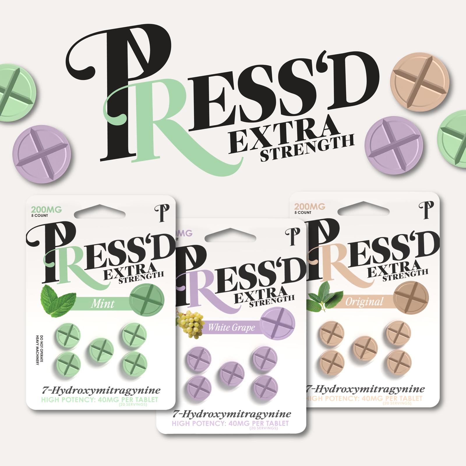 Press’d 7-Hydroxy Extra Strength 40mg Tablets 5ct Blister Pack 10pk ...