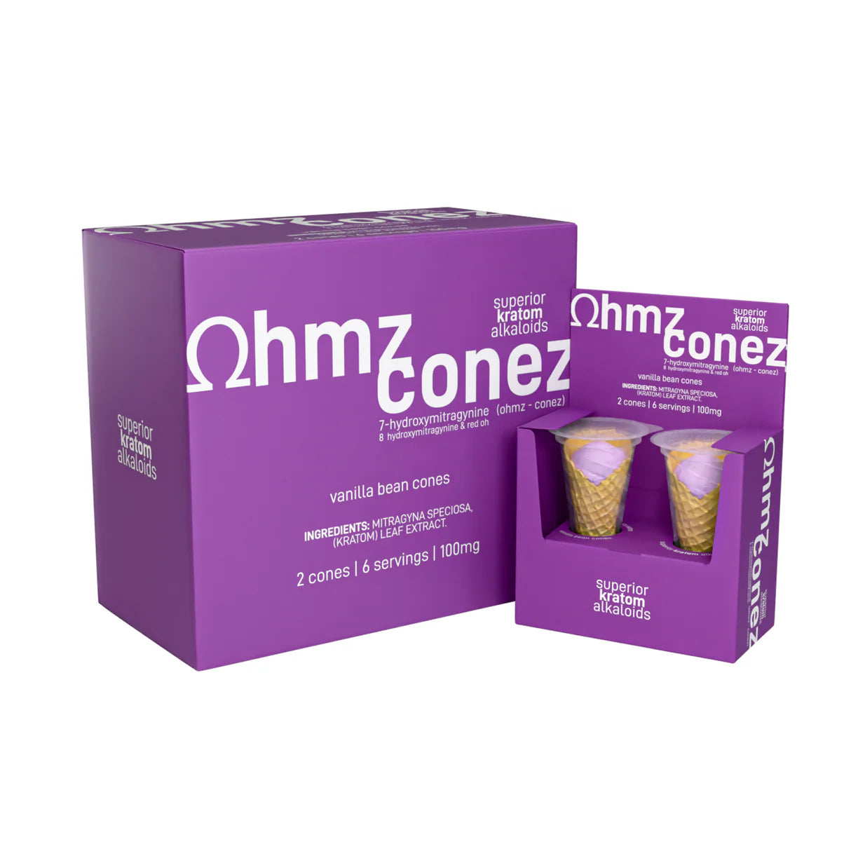 OHMZ Conez Vanilla Bean 7-OH 2pk Waffle Conez 100mg 7-Hydro & 8-Hydro ...