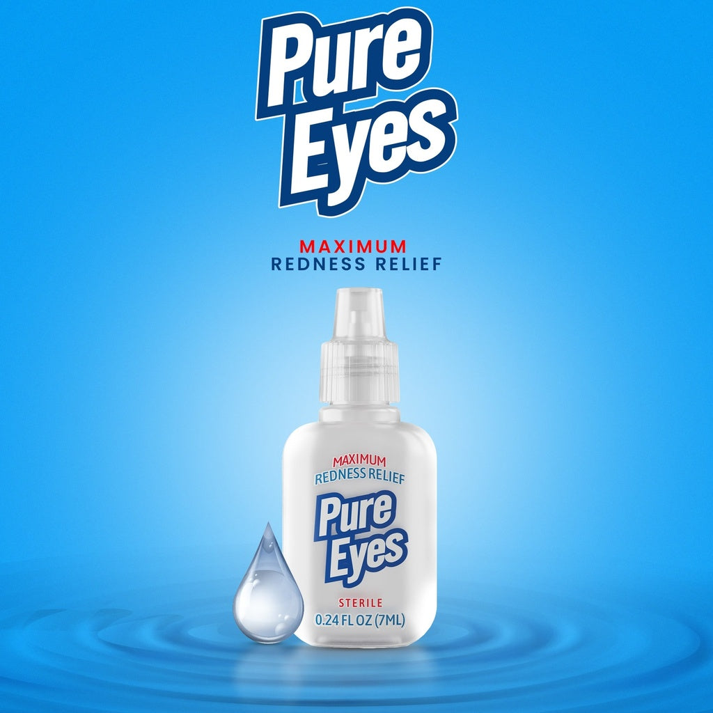 Pure eyes Maximum Redness Relief 0.24oz Eye Drops 12ct Display Box ...