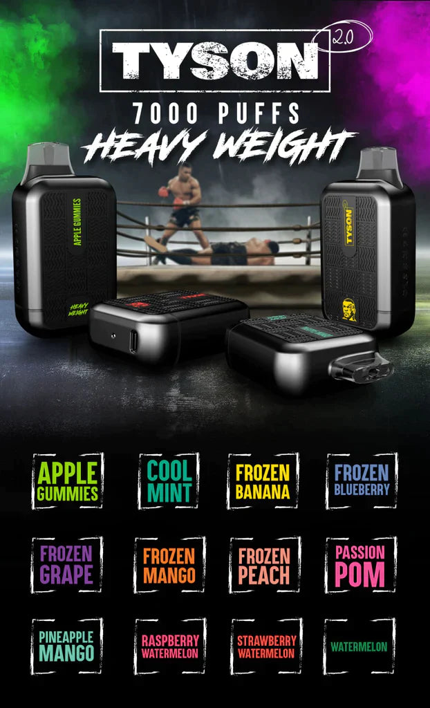 TYSON 2.0 Heavy Weight 5% Nic 7000 Puffs Disposable Vape 10ct box ...